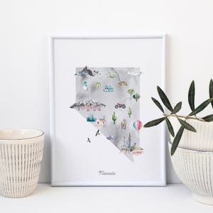 Nevada Printable State Map, Illustrated Wall Art Print, Nursery Decor ...