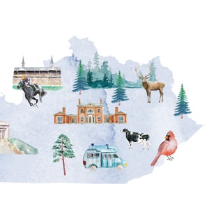 Kentucky Illustrated State Map, Wall Art Print, Nursery Decor, Nursery ...