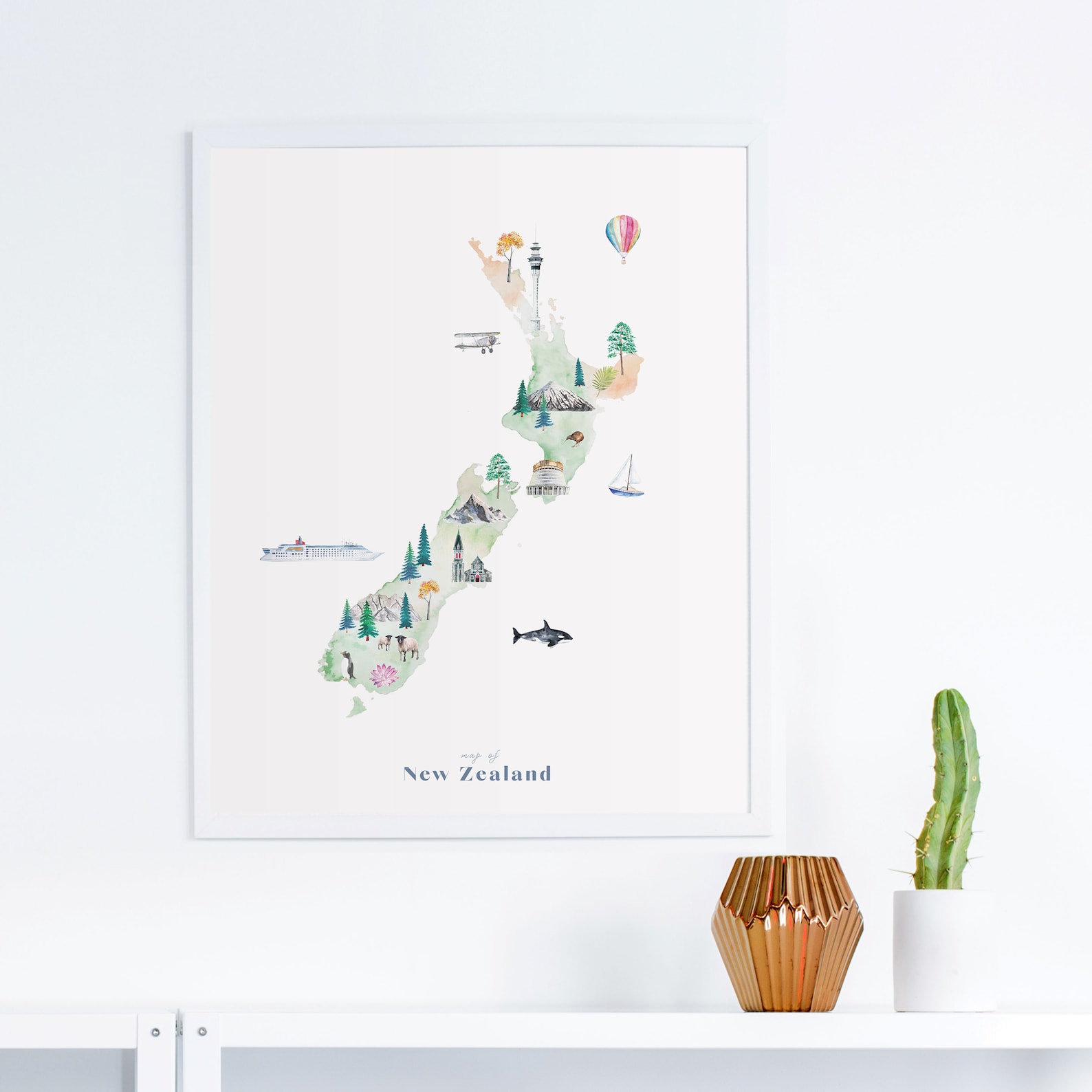 New Zealand Illustrated Map Printable Wall Art Print Nursery - Etsy