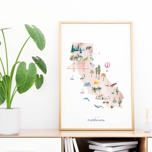 California Illustrated State Map California Map Poster - Etsy