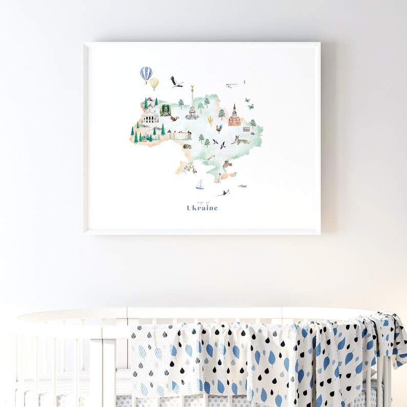 Ukraine Map Illustrated Art Print Home Decor Travel Poster | Etsy