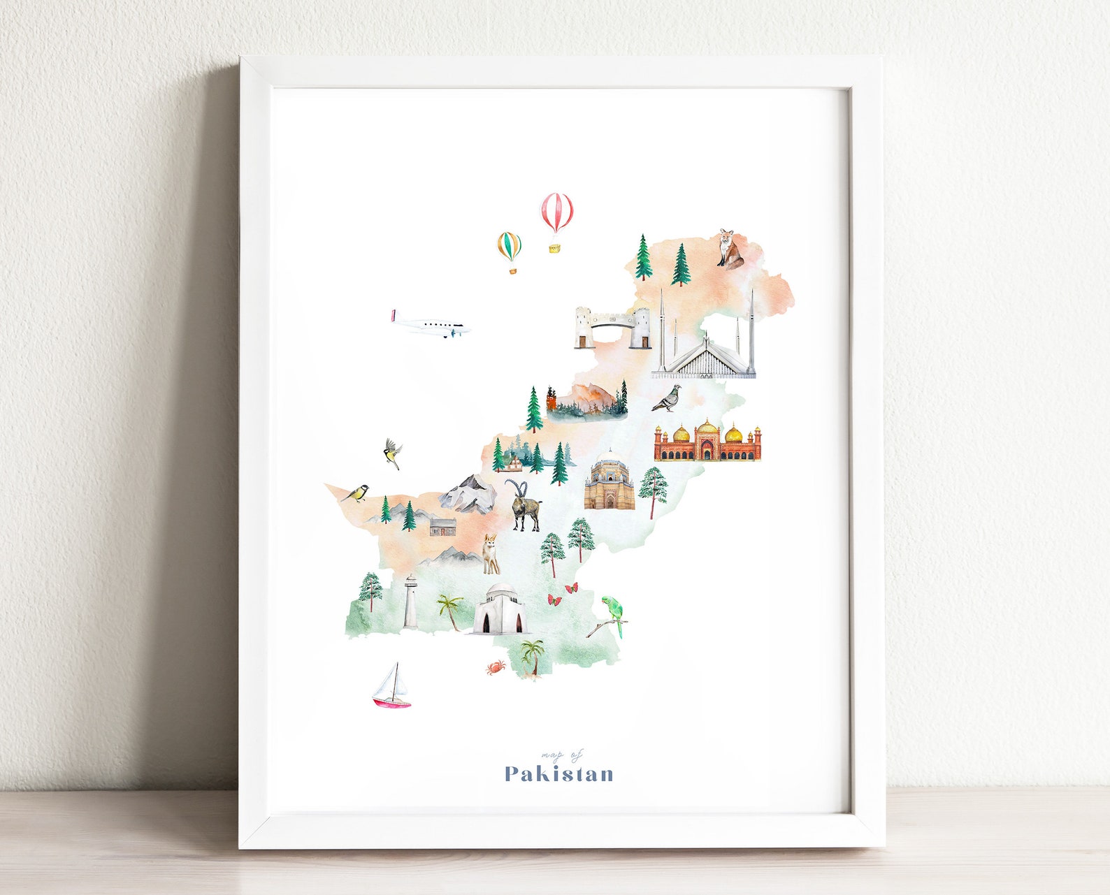 Pakistan Map Art Print Illustrated Country Map Poster - Etsy