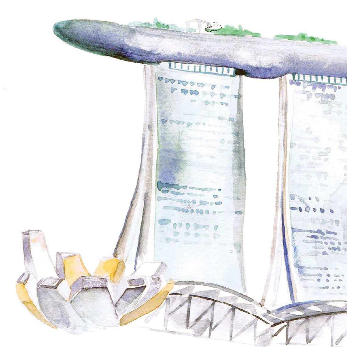 Marina Bay Sands Printable Illustration Wall Art Print Home | Etsy