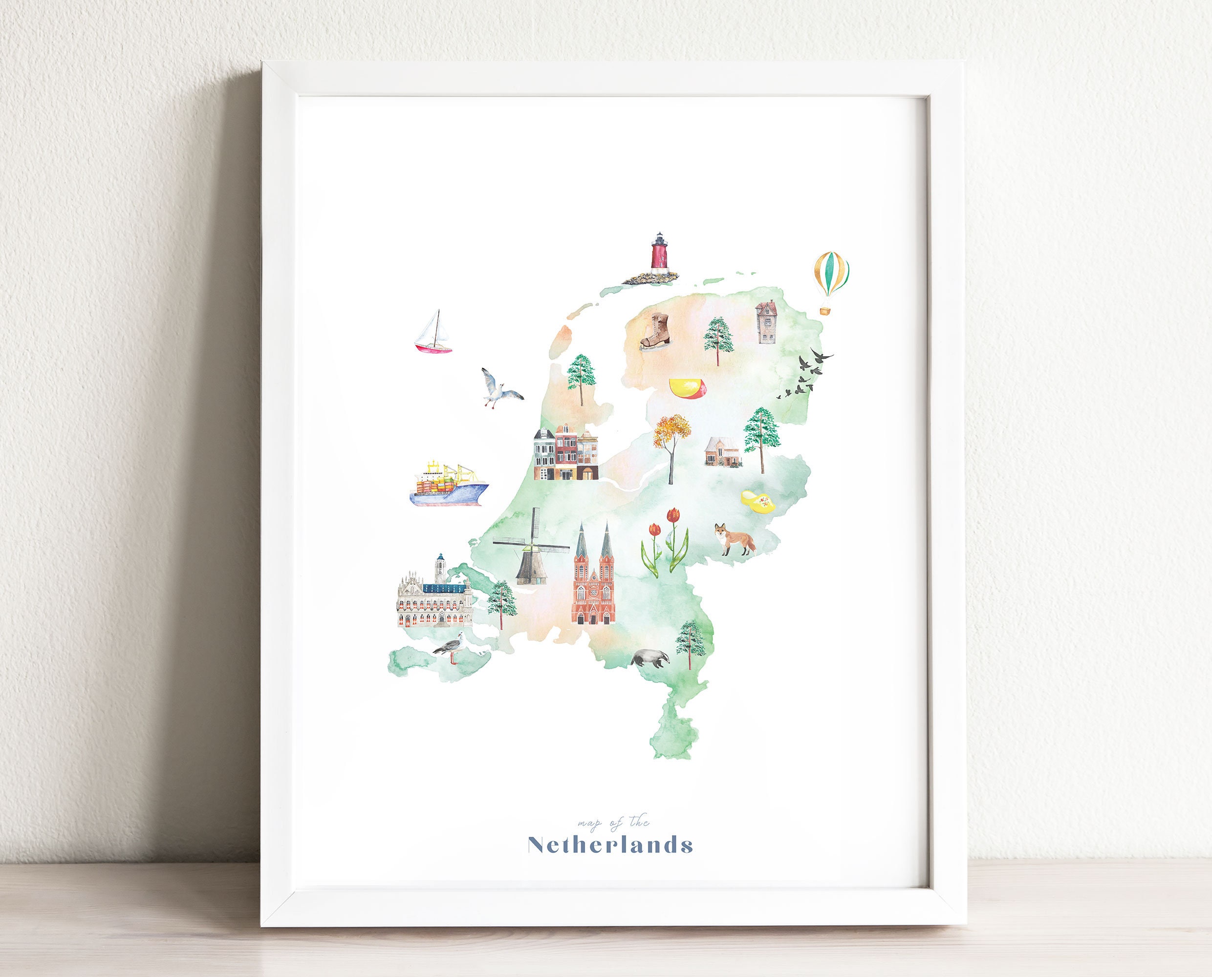 Netherlands Map Art Print wall art nursery decor nursery | Etsy