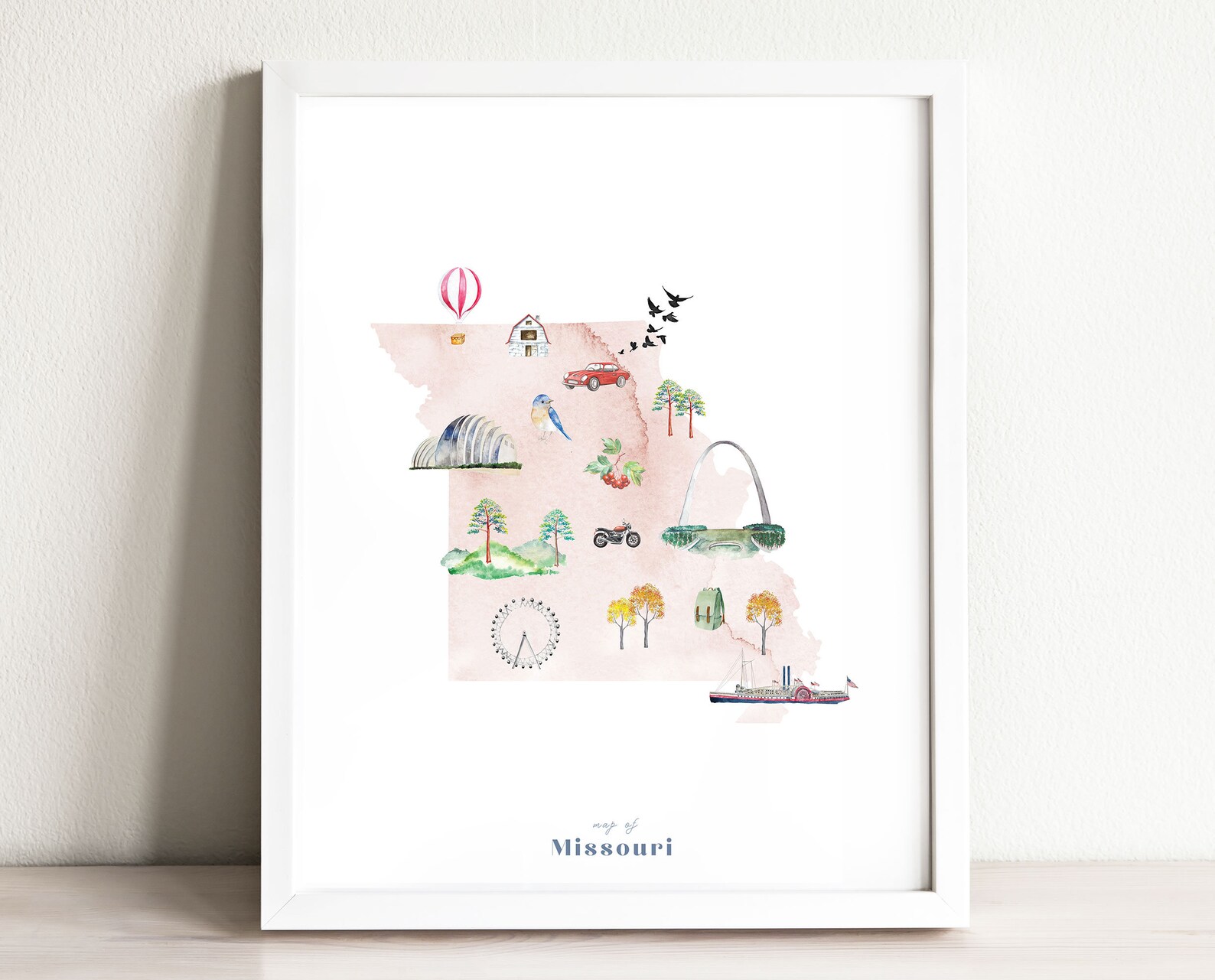 Missouri Illustrated State Map wall art print nursery decor | Etsy