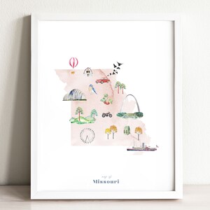 Missouri Illustrated State Map Wall Art Print Nursery Decor - Etsy