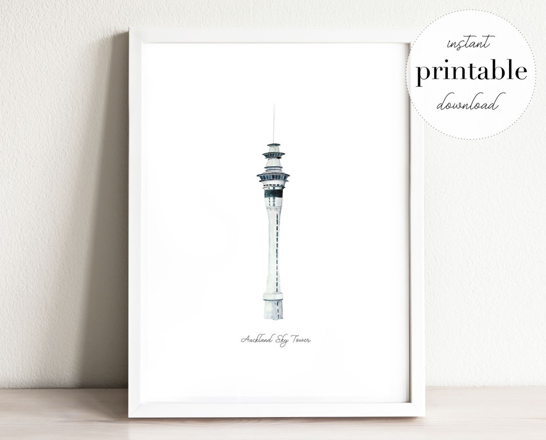 Sky Tower New Zealand Printable, Illustration, Art Print, Nursery Decor ...