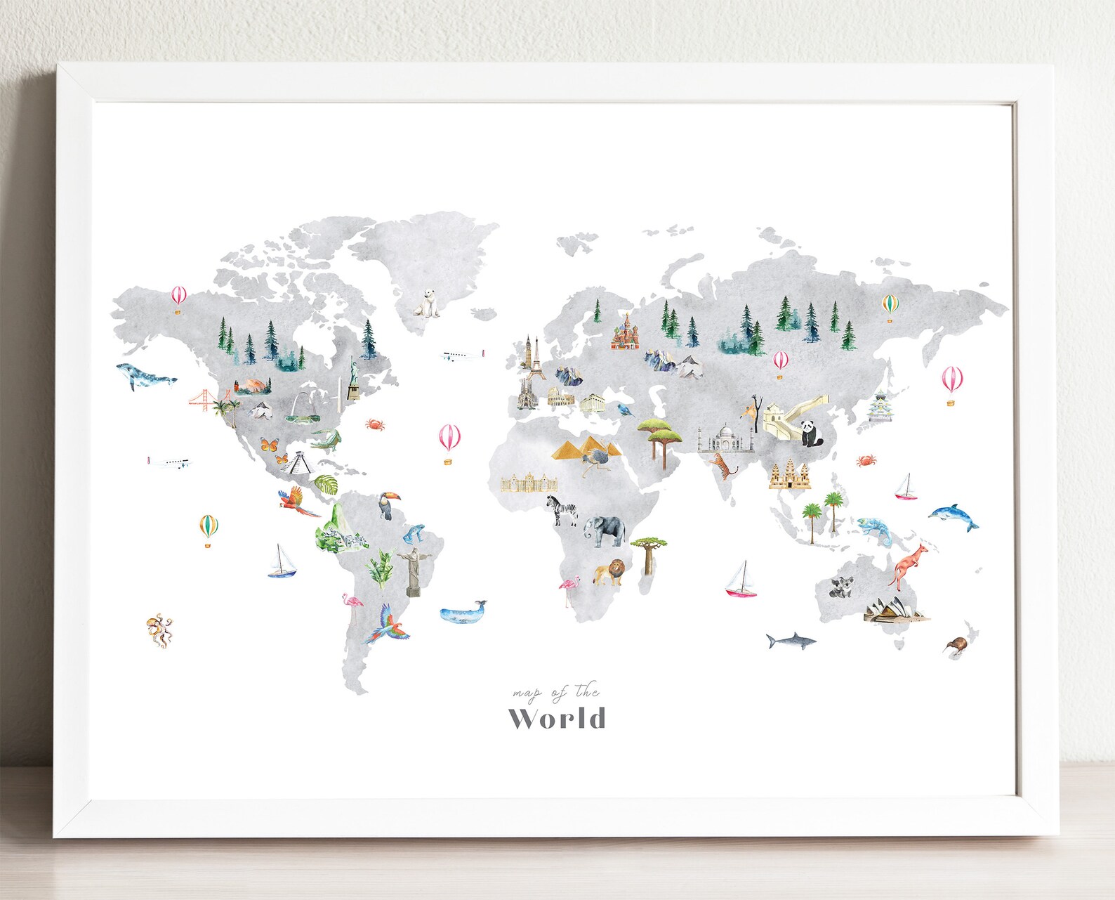 Illustrated World Map Kids Room World Map Personalized | Etsy UK