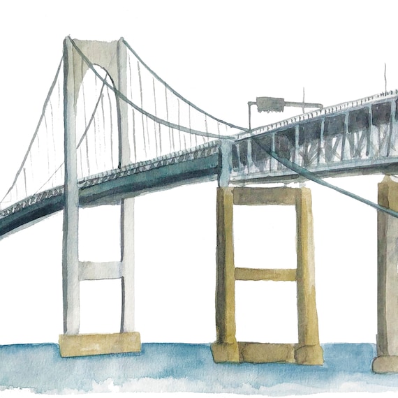 Newport Bridge Black And White Clipart