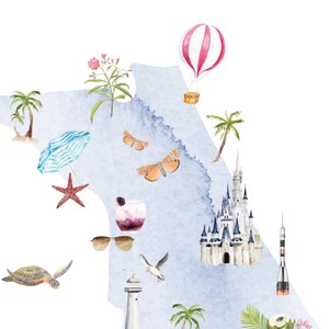 Florida Printable State Map, Illustrated Wall Art Print, Nursery Decor ...