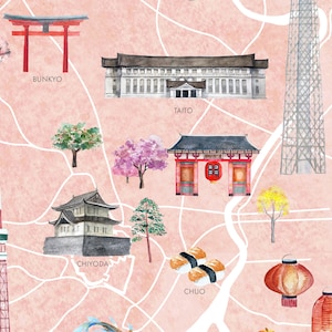 Tokyo City Map Printable | Illustration, Wall Art Print, Nursery Decor ...