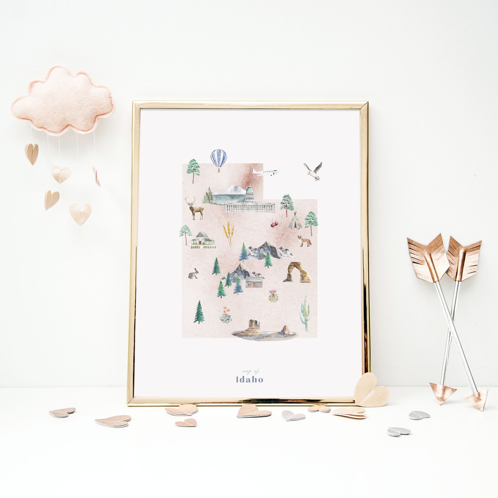 Utah Printable State Map Illustrated Wall Art Print Nursery - Etsy