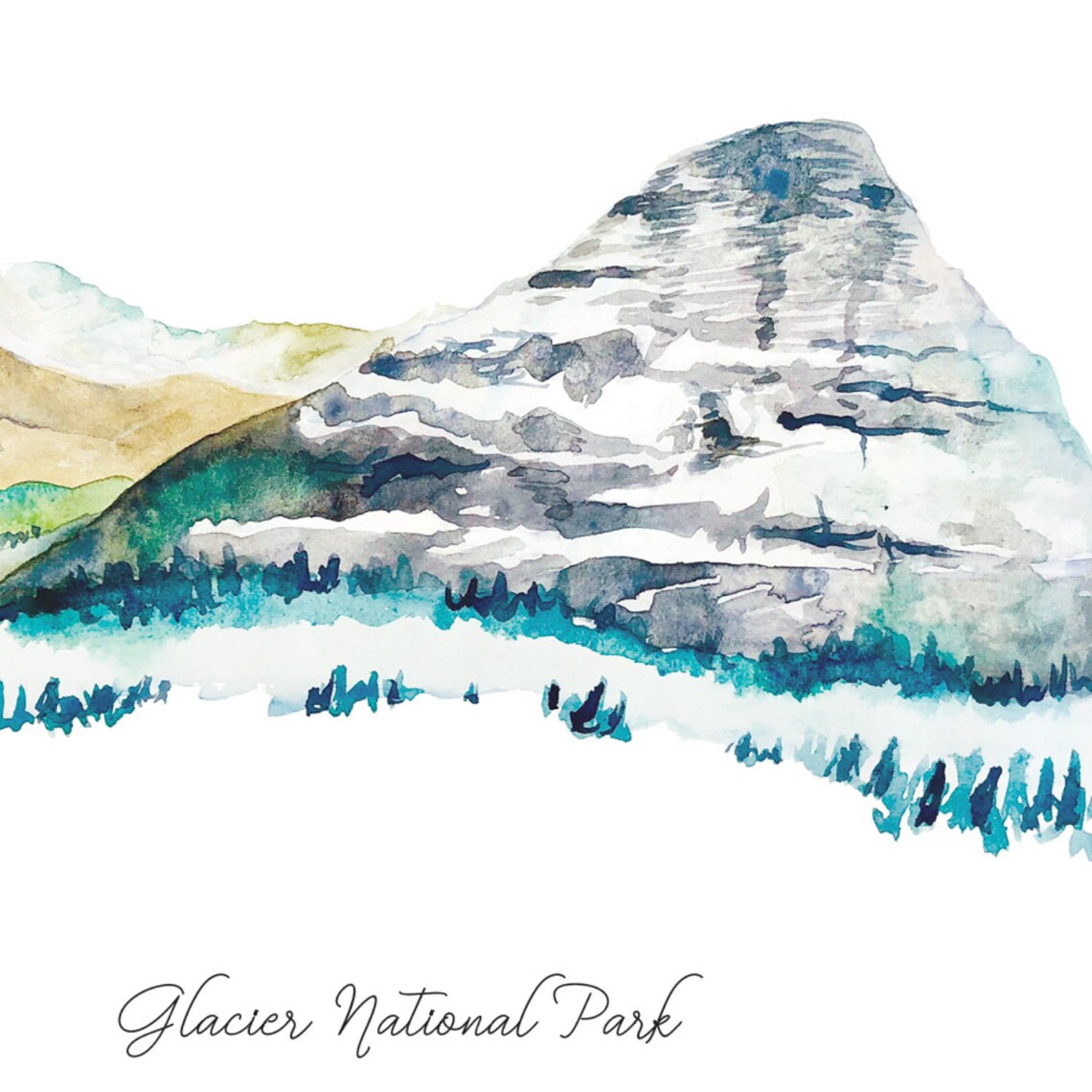 Glacier National Park Printable Illustration Wall Art Print - Etsy