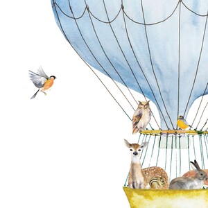 Woodland Animals Hot Air Balloon Printable Illustration Wall | Etsy