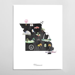 Missouri Illustrated State Map, Wall Art Print, Nursery Decor, Nursery ...