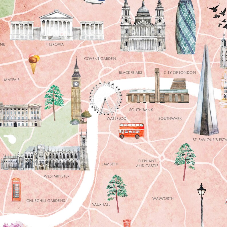 London City Map Printable City Map Wall Art Print Kids - Etsy