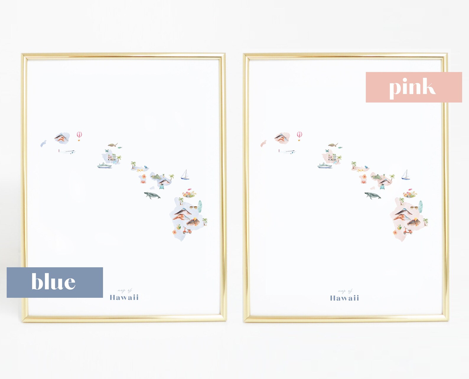 Hawaii Printable State Map Illustrated Wall Art Print - Etsy