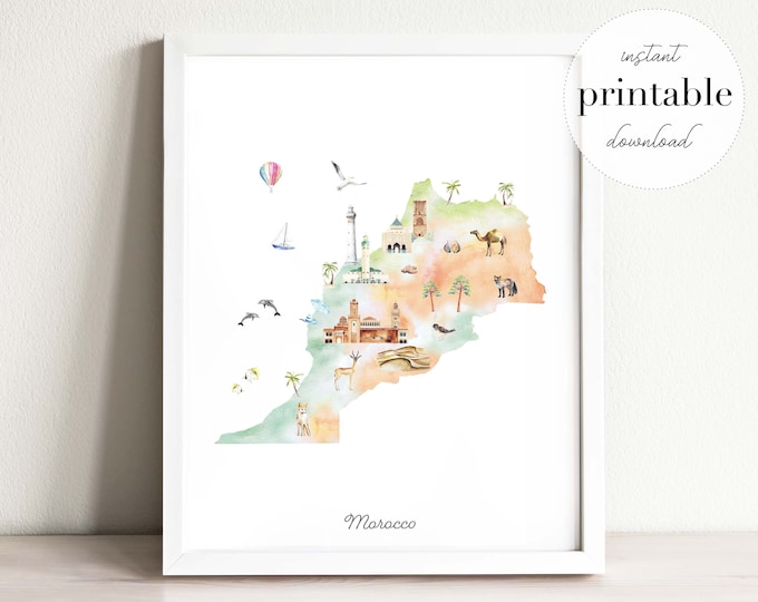 Custom Morocco Map, Photo Collage Map of Morocco, Morocco Country Map ...
