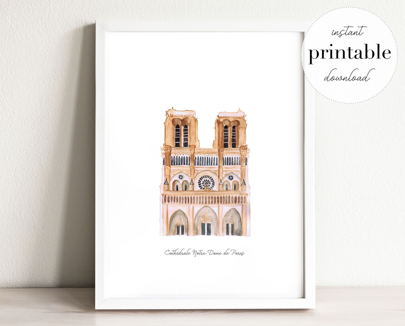 Notre Dame Cathedral Printable Illustration Wall Art Print - Etsy