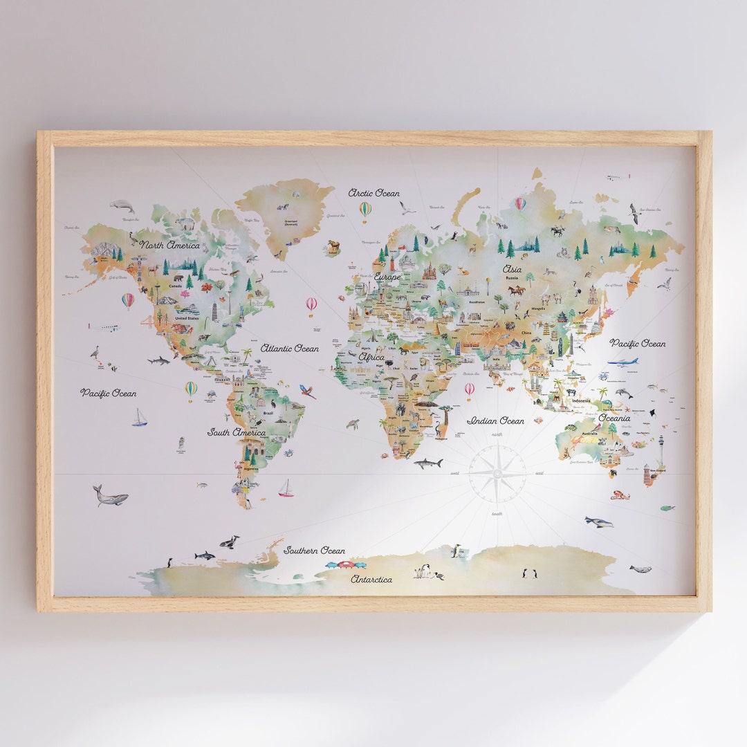 Framed Gradient Educational World Map | Political World Map | World Map ...