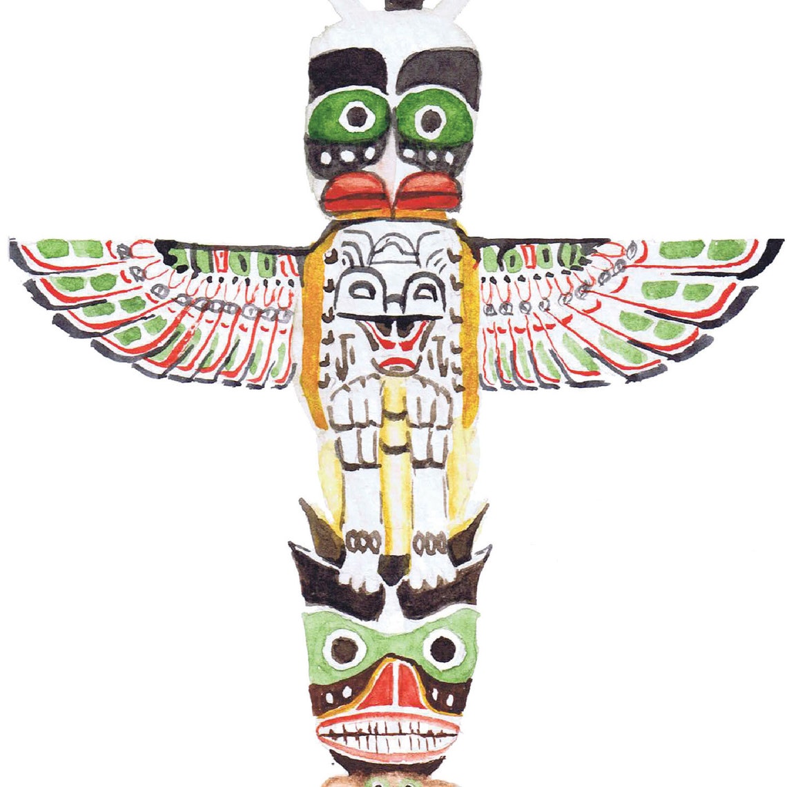 Totem Pole Art Print Illustration Wall Art Print Nursery | Etsy