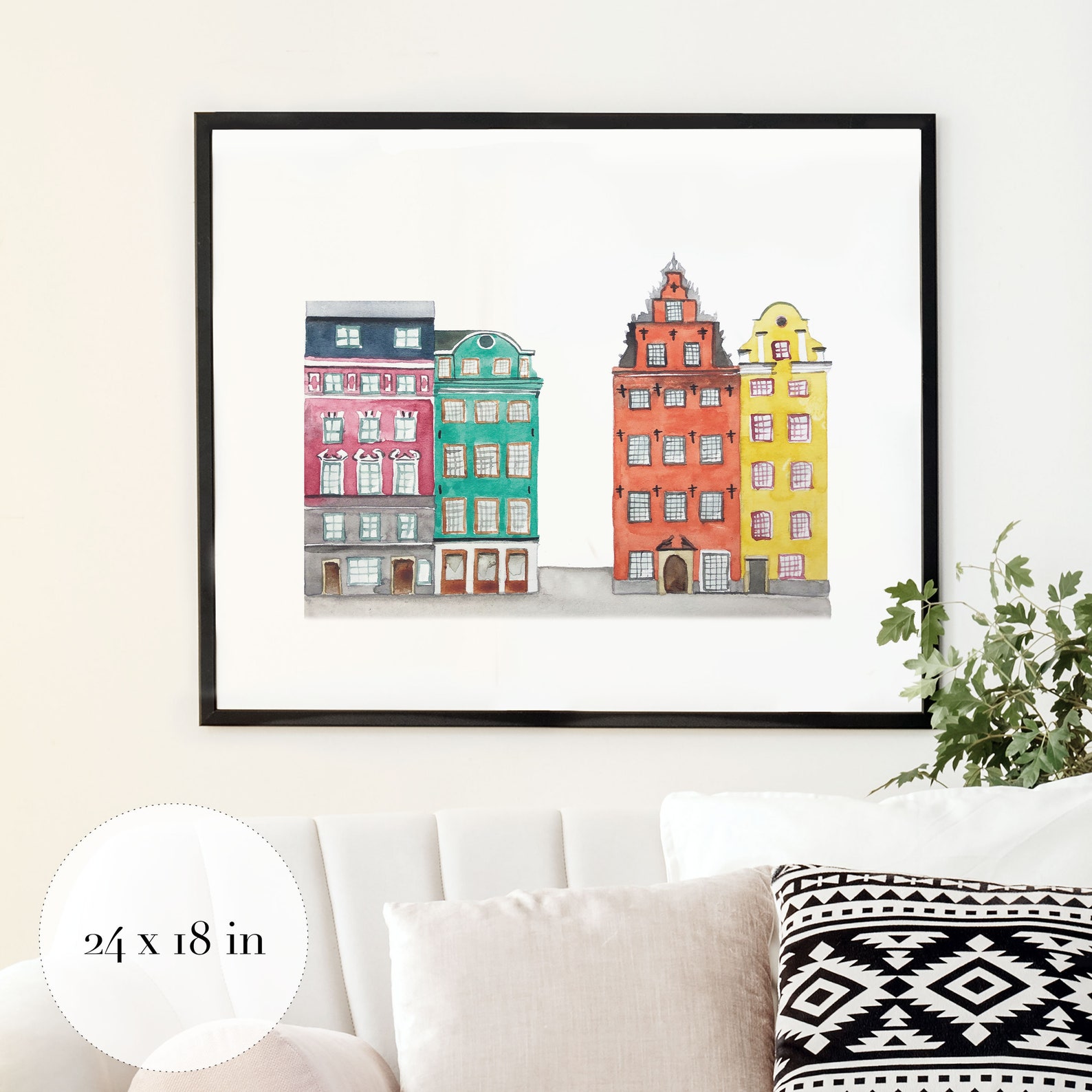 Stockholm Streetscape Illustrated Art Print Gamla Stan | Etsy