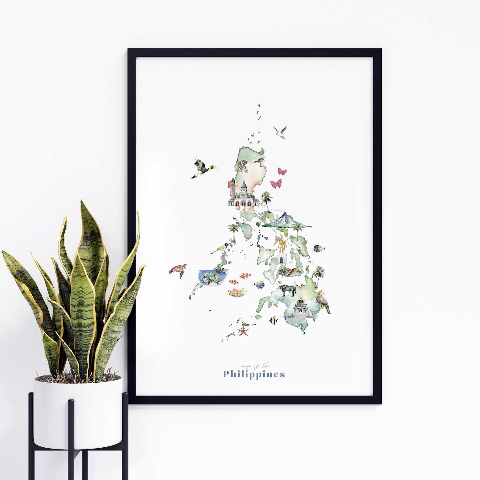 The Philippines Illustrated Map Printable Travel Decor Wall - Etsy