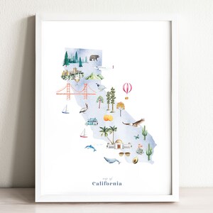 California Illustrated State Map California Map Poster - Etsy