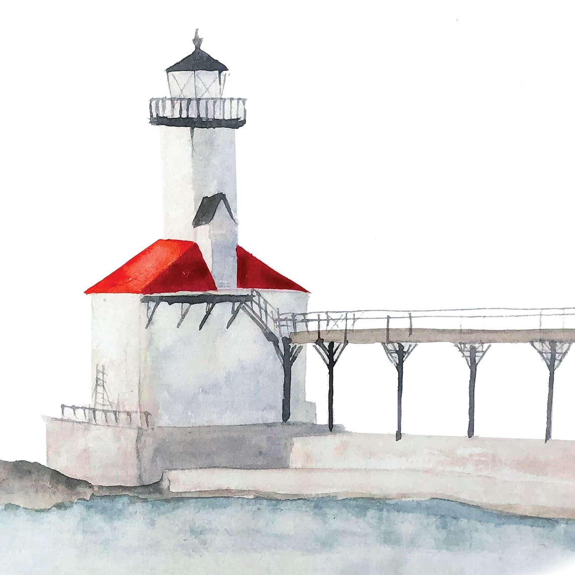 Michigan City Lighthouse Printable Indiana Travel Decor - Etsy