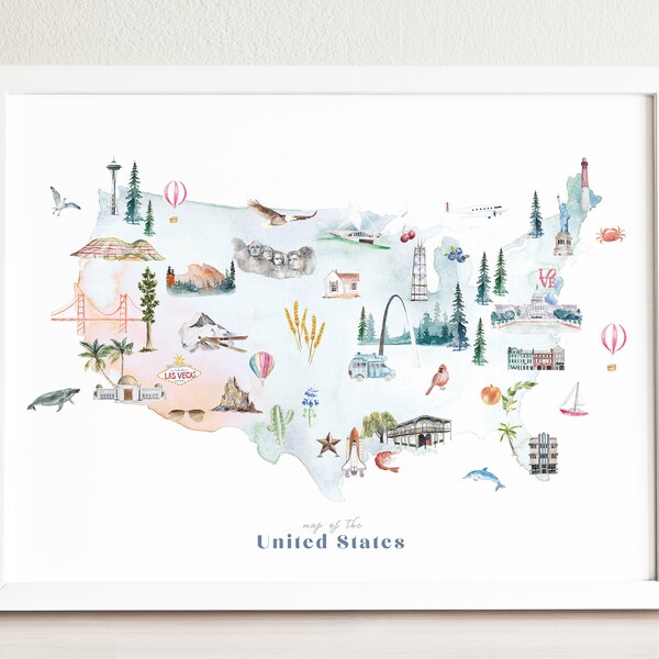 States Watercolor - Etsy