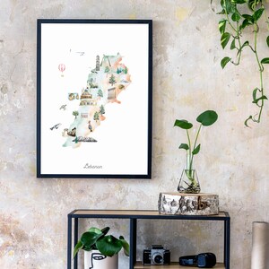 Lebanon Map Art Print Illustrated, Home Decor, Travel Poster, Nursery ...