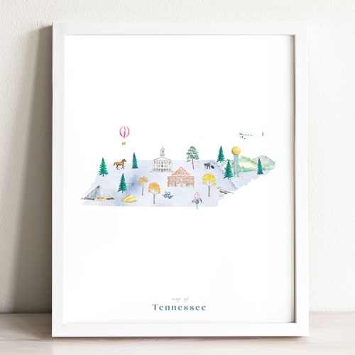 Tennessee Illustrated State Map Map Poster Travel Nursery - Etsy