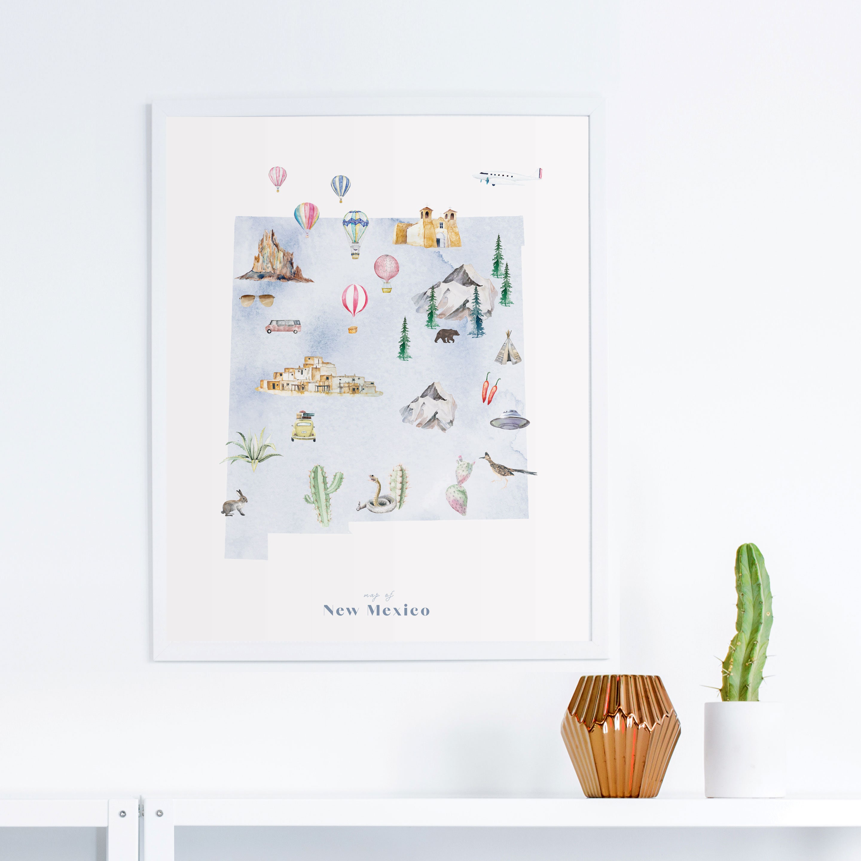 New Mexico Printable State Map Illustrated Wall Art Print | Etsy