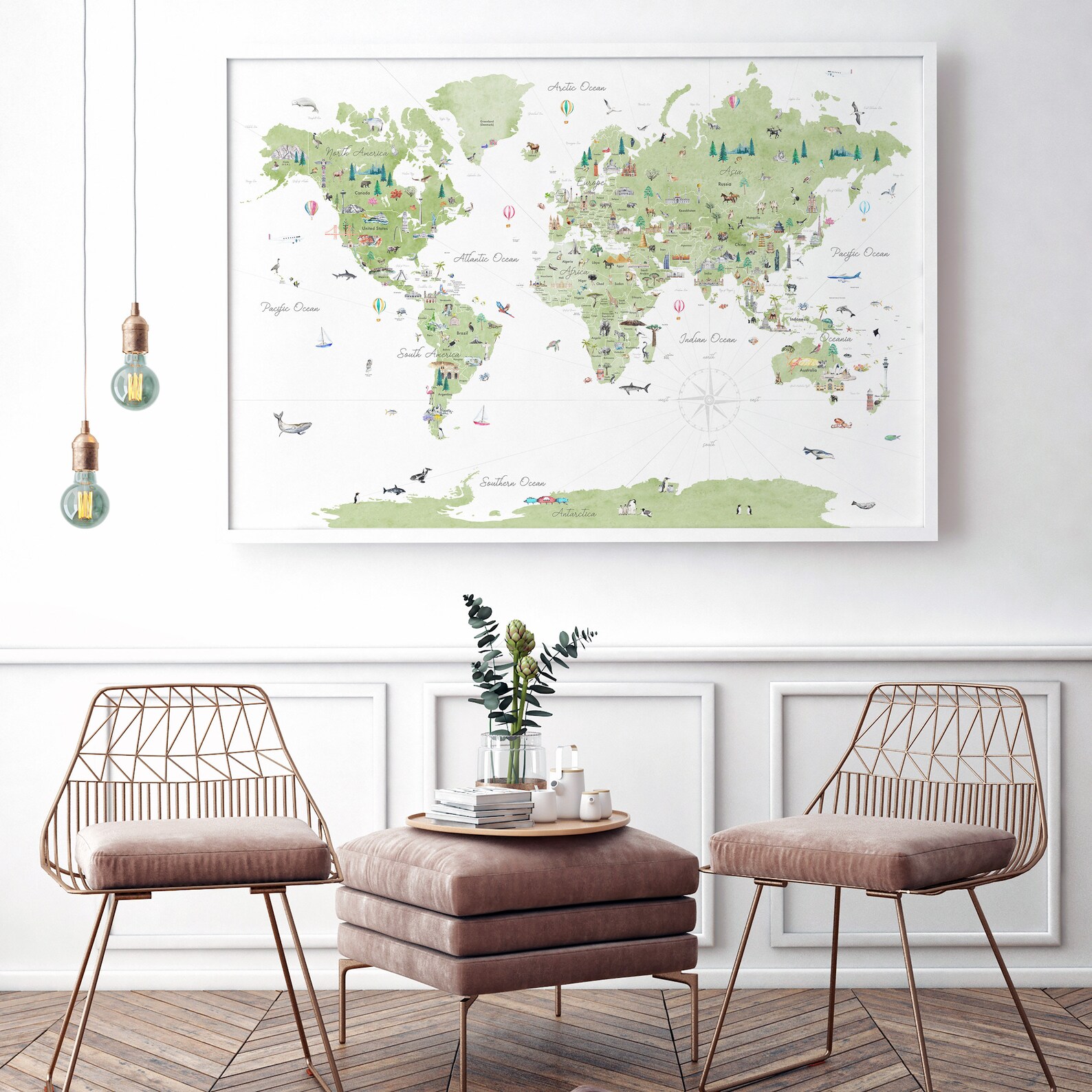 Framed Educational World Map Political World Map World Map - Etsy