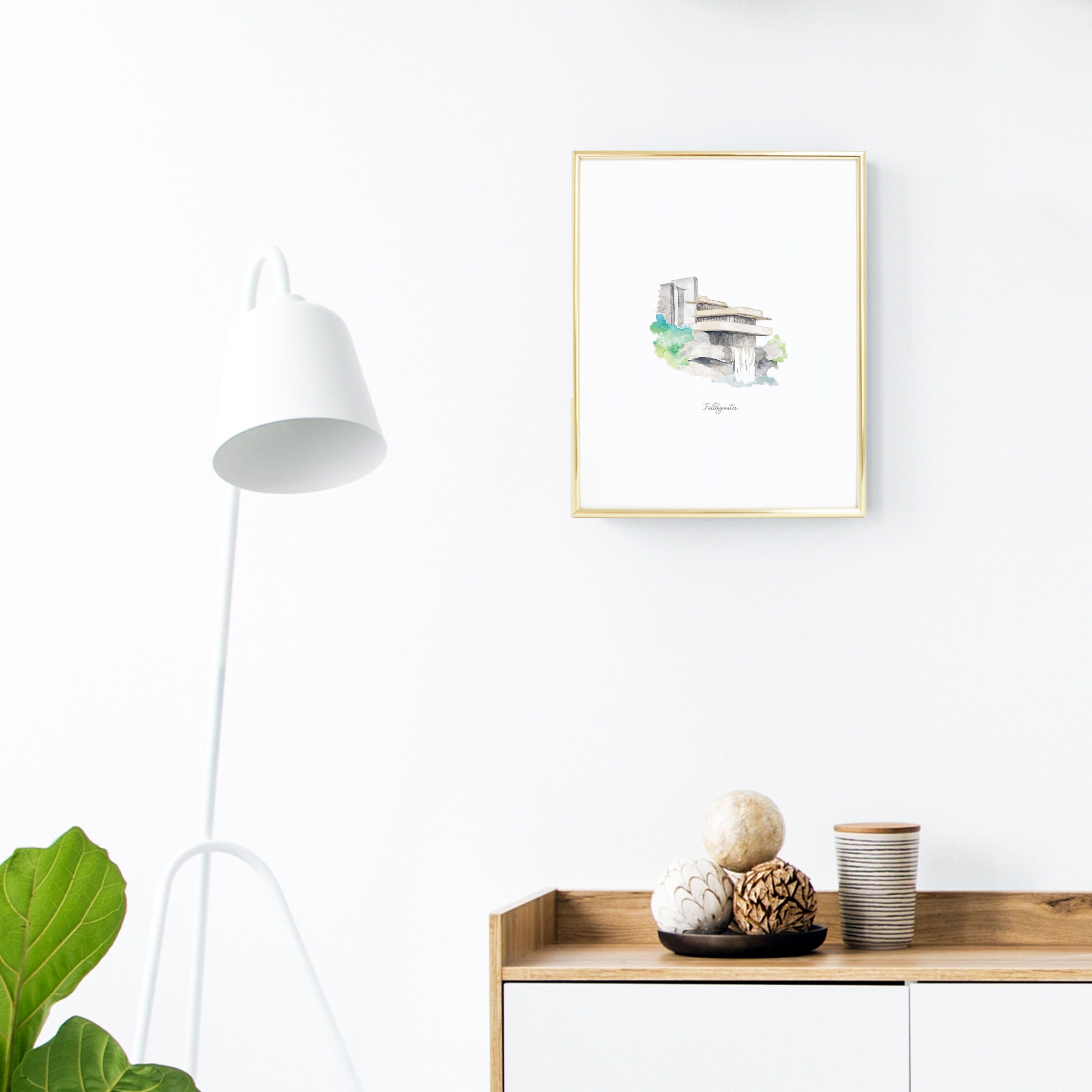 Fallingwater Printable Illustration Wall Art Print Nursery - Etsy