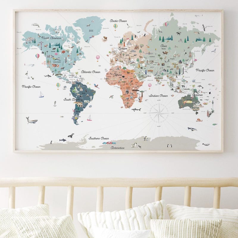 World Map Poster - Etsy