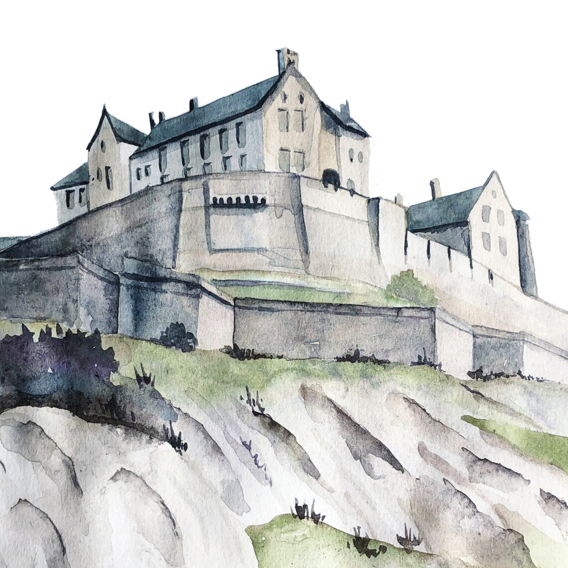 Edinburgh Castle Printable illustration wall art print | Etsy