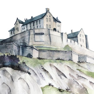 Edinburgh Castle Printable, Illustration, Wall Art Print, Nursery Decor ...