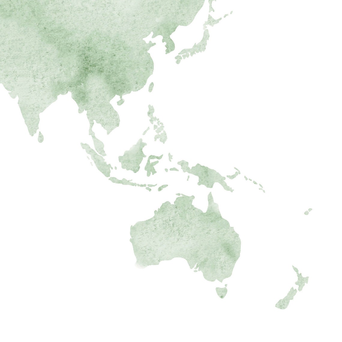 Green World Map Printable Illustration Wall Art Print - Etsy