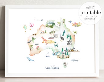 Australia Map Wall Art - Etsy
