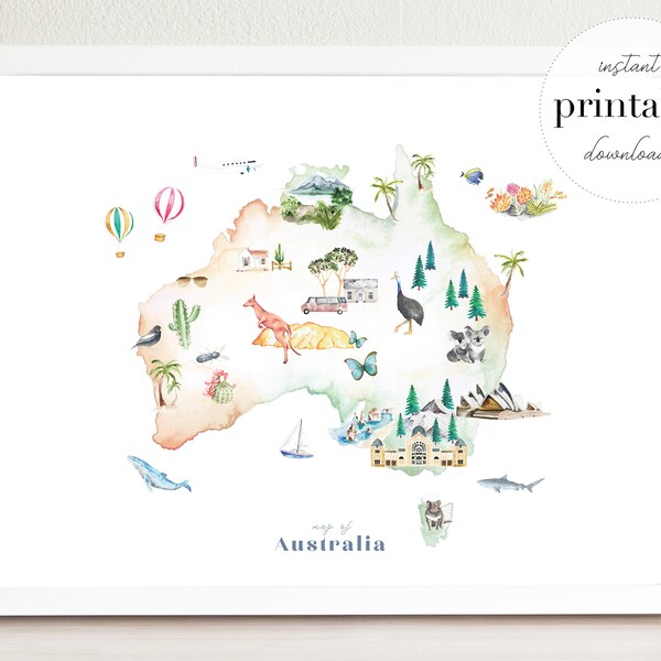 Australia Map Wall Art - Etsy