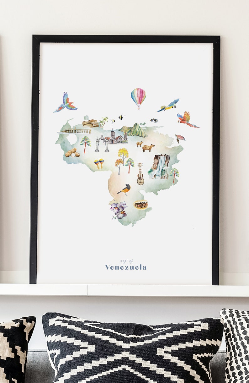 Venezuela Illustrated Map Printable Wall Art Print Nursery - Etsy Canada