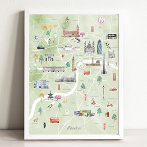 London City Map Art Print Watercolor City Map Travel - Etsy