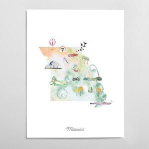 Missouri Illustrated State Map, Wall Art Print, Nursery Decor, Nursery ...