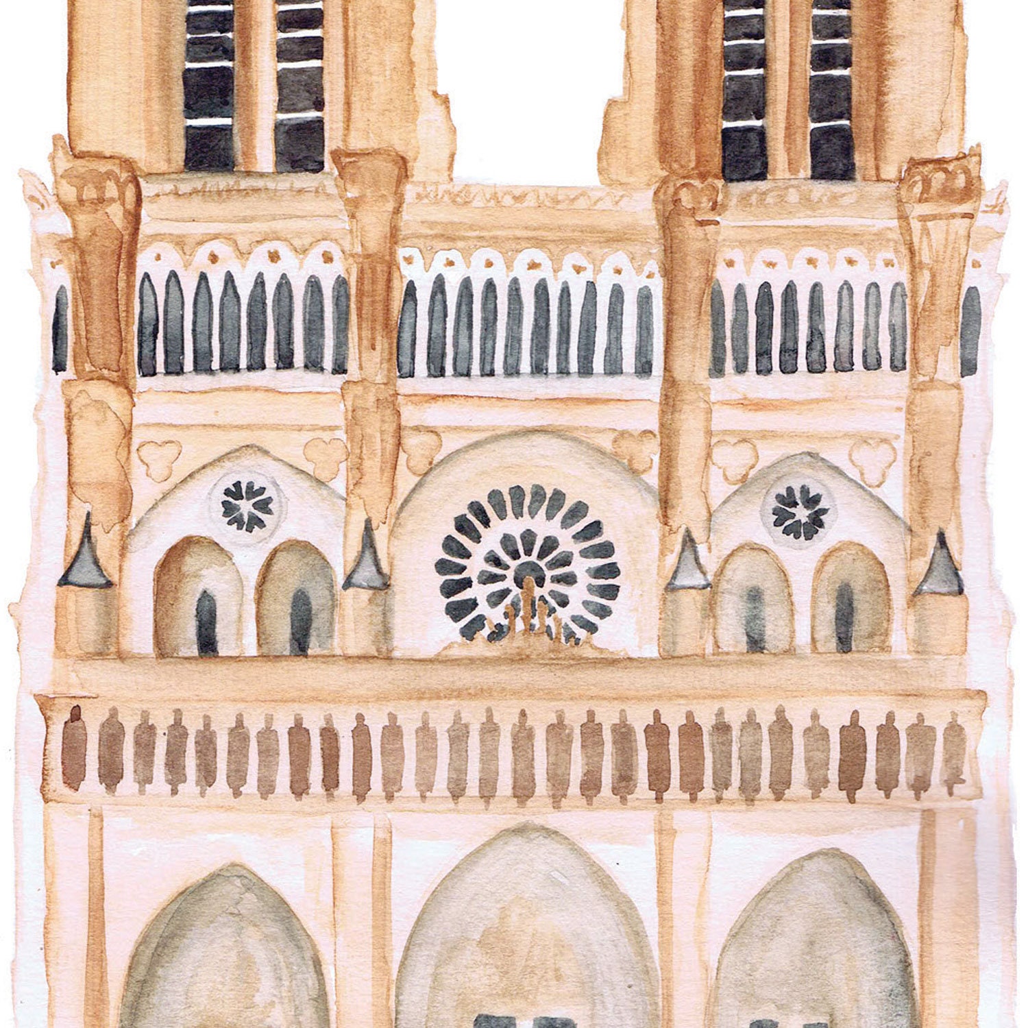 Notre Dame Cathedral Printable Illustration Wall Art Print - Etsy