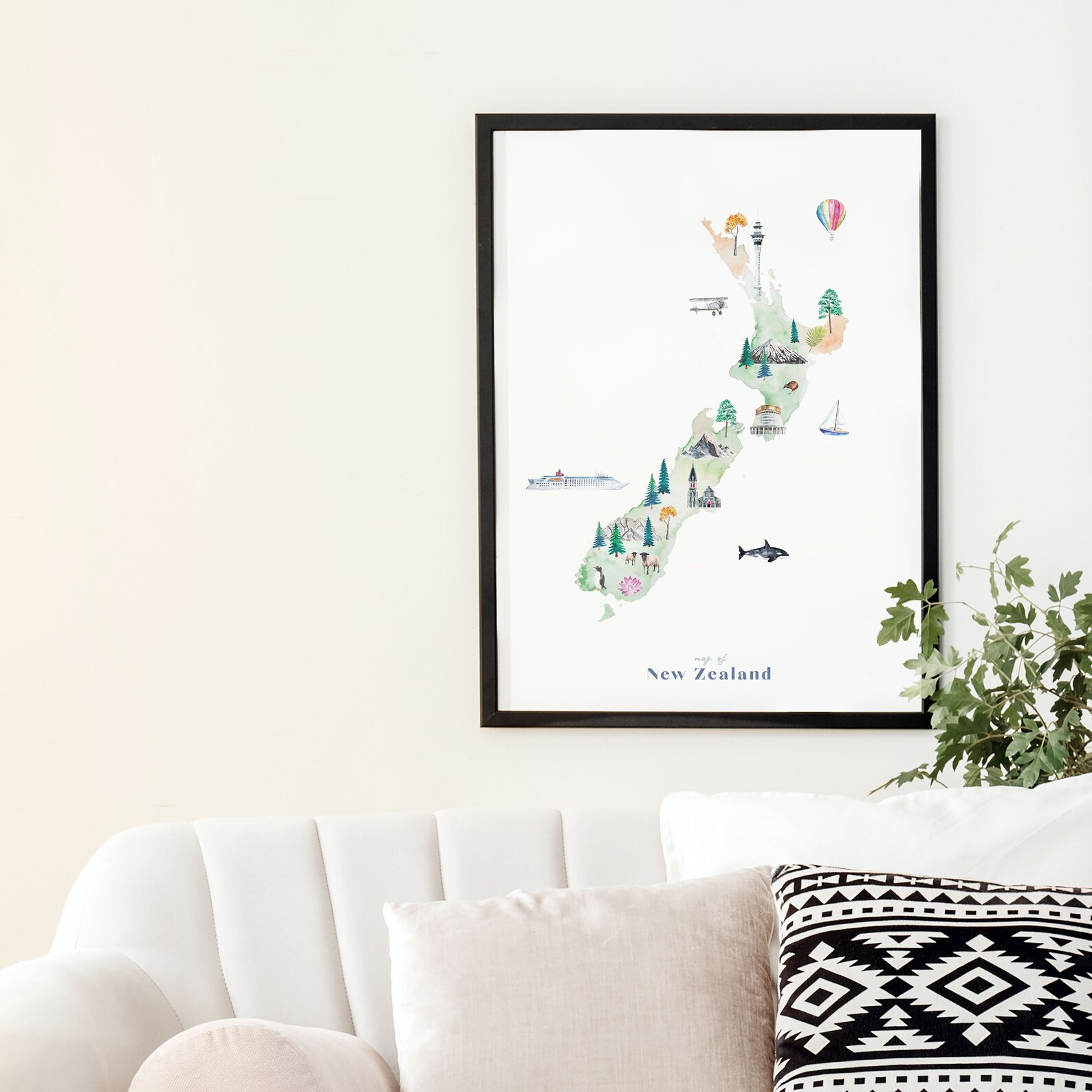 New Zealand Illustrated Map Printable Wall Art Print Nursery | Etsy