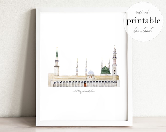 Masjid Nabawi Poster Digital Download, Medina Mosque Print, Medina ...