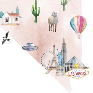 Nevada Illustrated State Map Wall Art Print Nursery Decor - Etsy