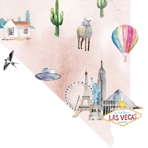 Nevada Printable State Map Illustrated Wall Art Print - Etsy