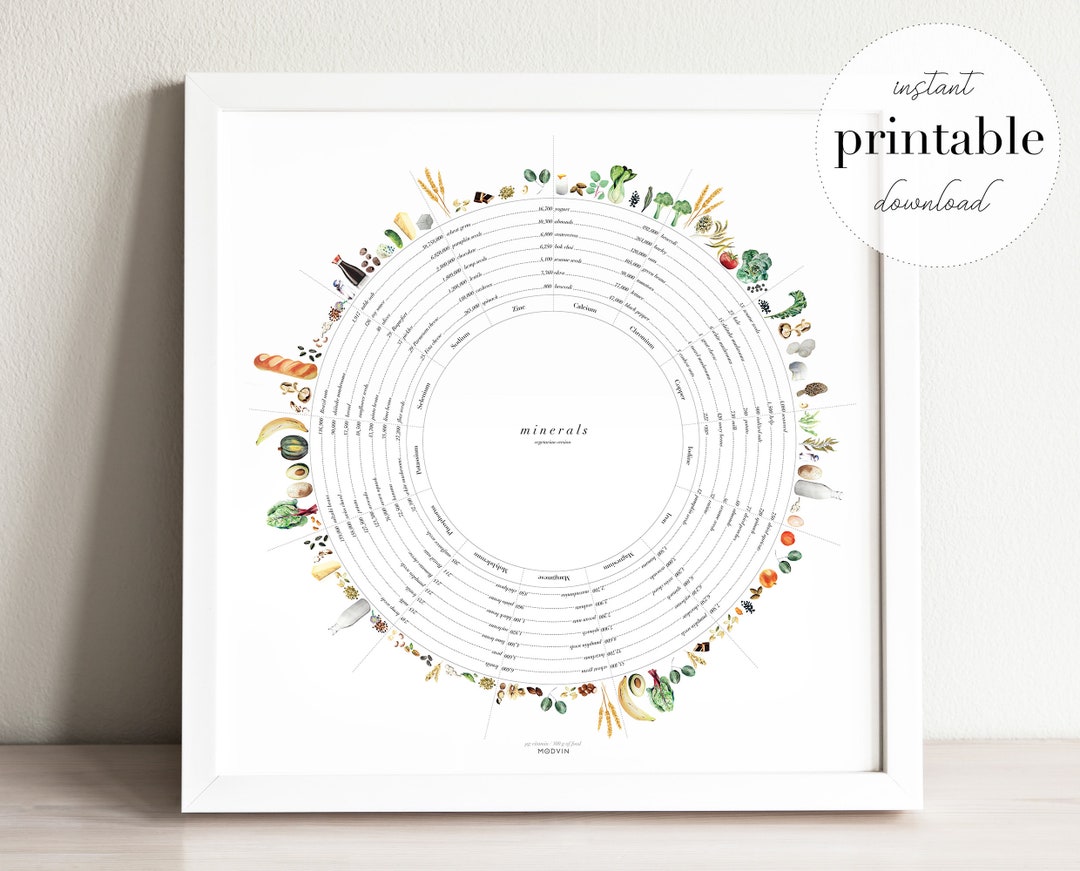 Vegetarian Mineral Wheel Printable | Kitchen Decor, Wall Art, Wall ...